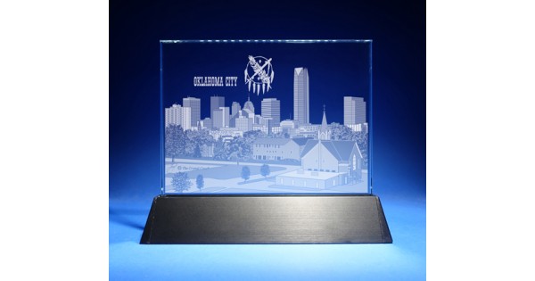 Oklahoma City Skyline on Rectangle Award w/ Luminary Base - Sub-Surface ...